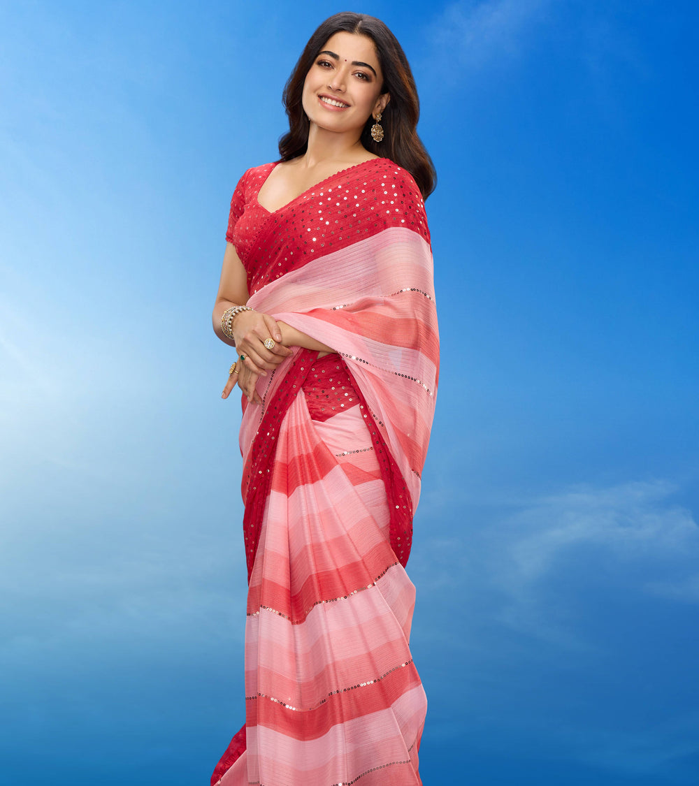 Rashmika Mandanna Saree Looks Featuring Modern Indian Sarees